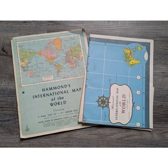 Other | 1957 Hammonds International Map Of The World Wall Size Map 5 X ...